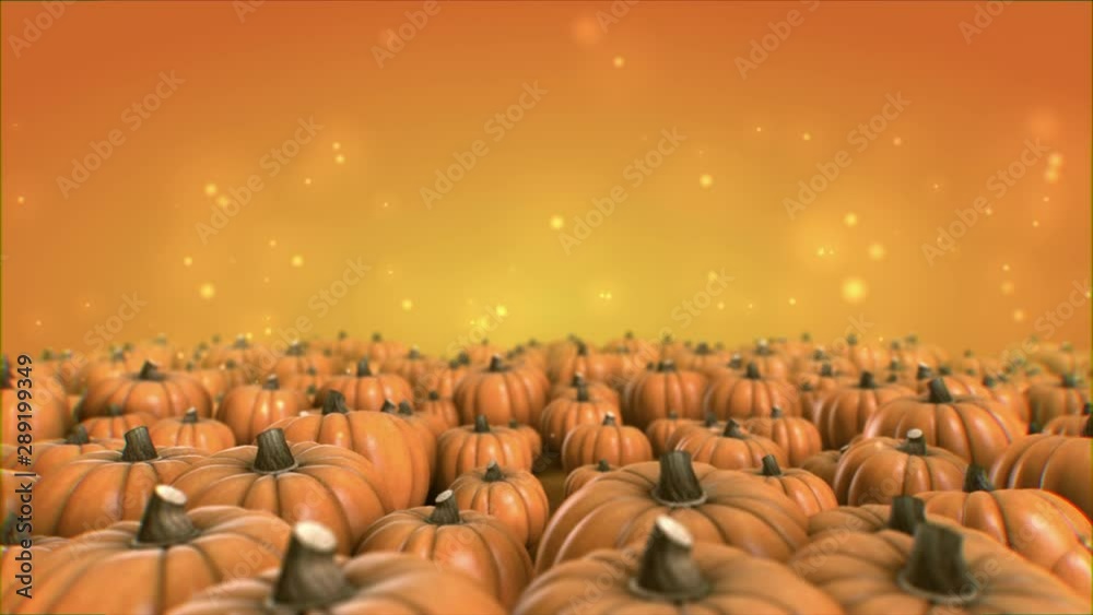 Halloween pumpkin animation 4K tracking forward pushing slow camera ...