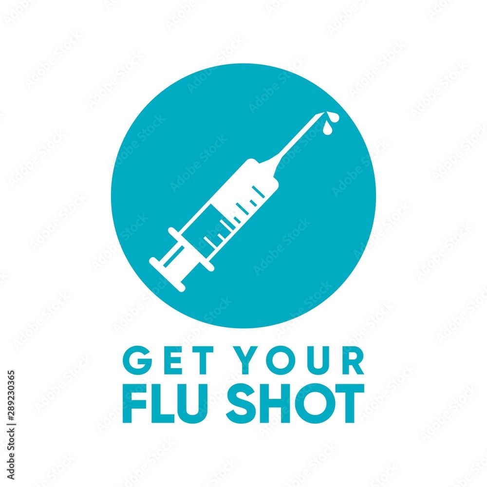Get your flu shot icon vector. Illustration badge flu vaccine Stock ...