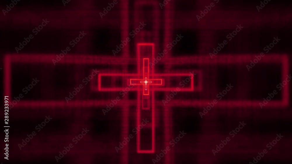 red glowing holy christian cross 3d rendering motion background ...