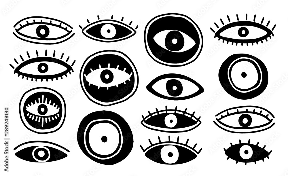 Set eyes mystic hand draw.Occult mystic emblem.Evil Seeing eye symbol ...