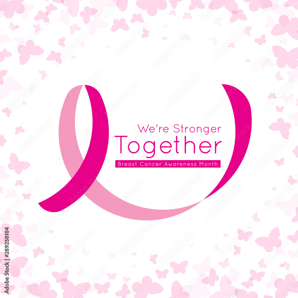breast cancer awareness month banner with easy pink ribbon circle sign ...