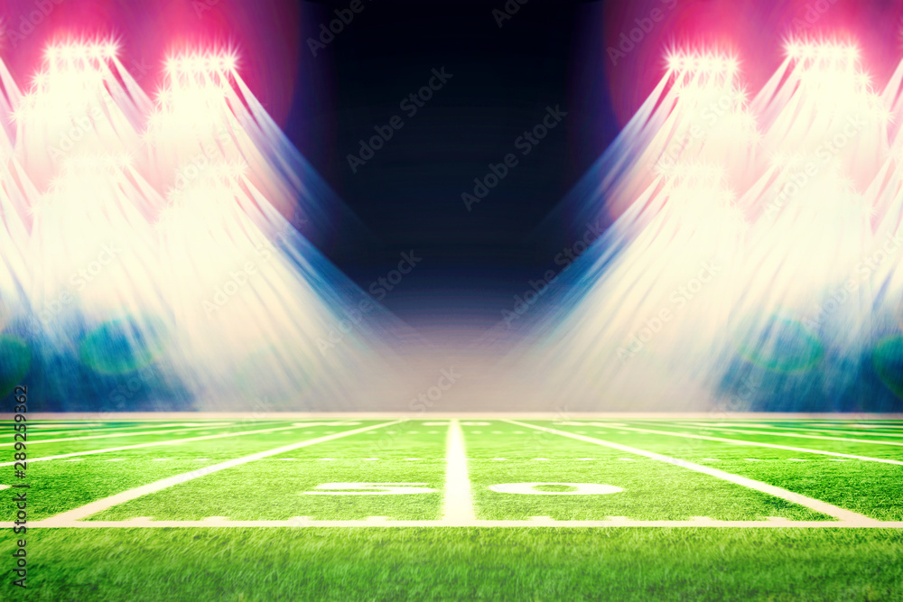 Perspective of football field. Football stadium with white lines ...