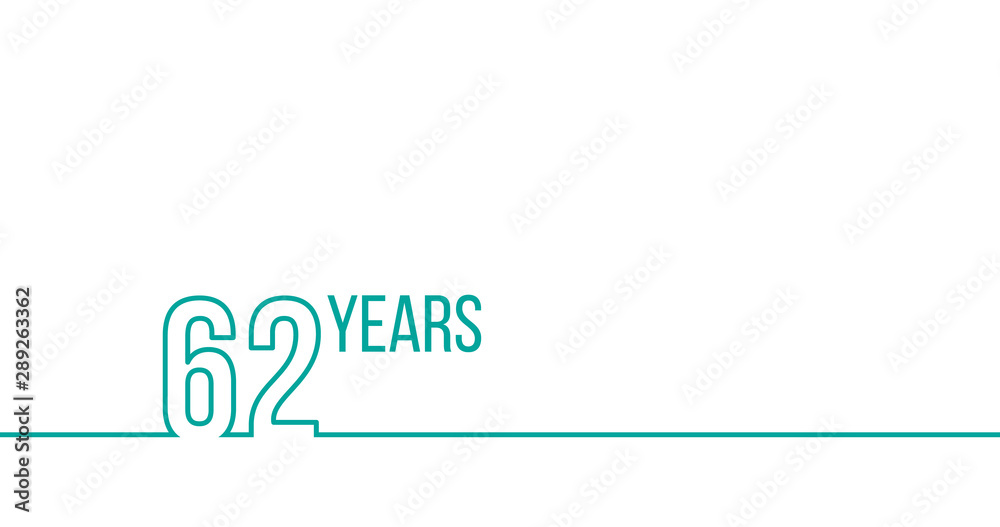 62 years anniversary or birthday. Linear outline graphics. Can be used ...