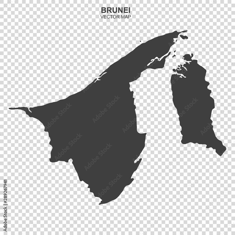 political map of Brunei isolated on transparent background Stock Vector ...