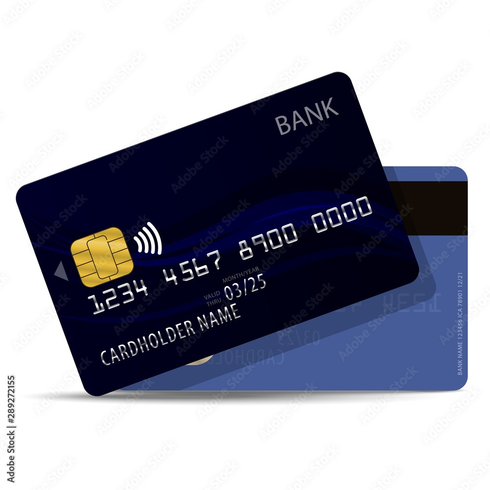 ภาพประกอบสต็อก Two Bank Plastic Credit Cards with contactless pay ...