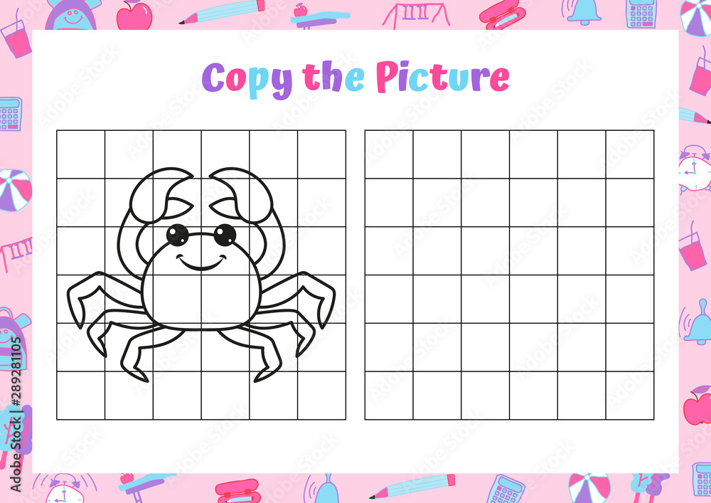 Copy the picture. Drawing activity for kids. Educational game for ...