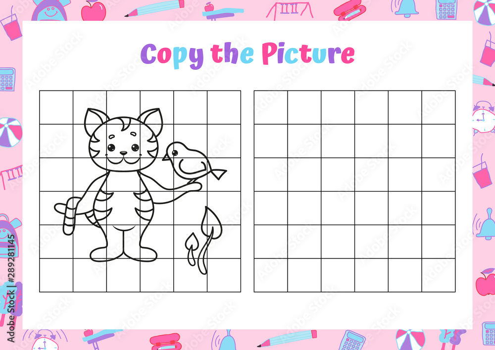 Copy the picture. Drawing activity for kids. Educational game for ...