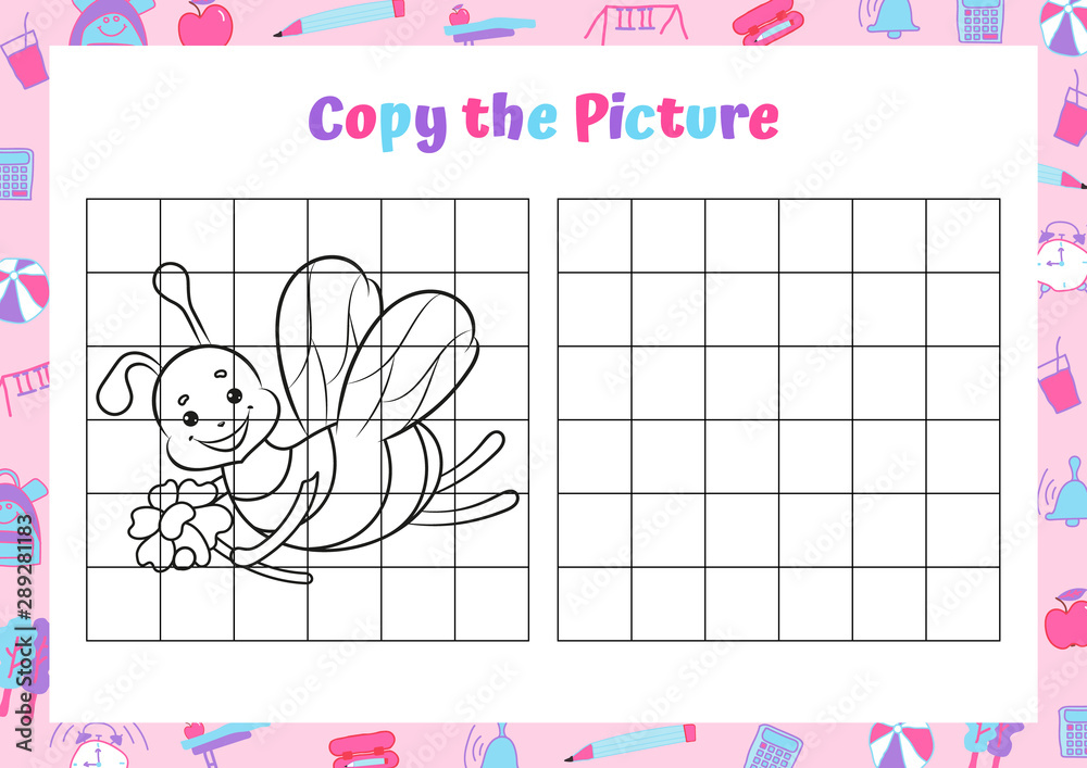Copy the picture. Drawing activity for kids. Educational game for ...