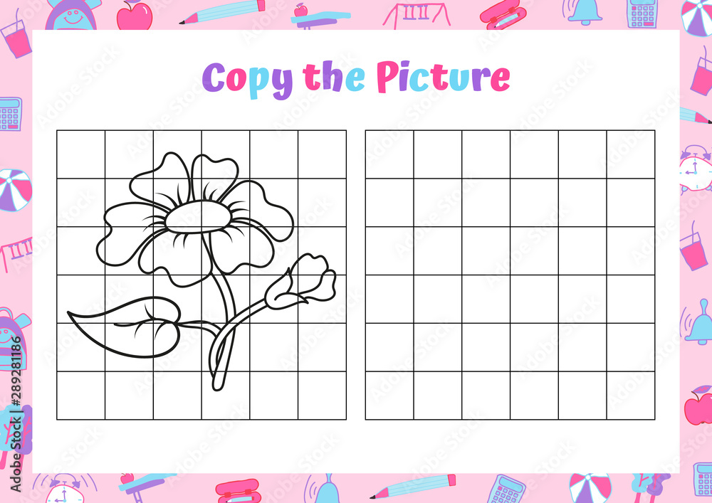 Copy the picture. Drawing activity for kids. Educational game for ...