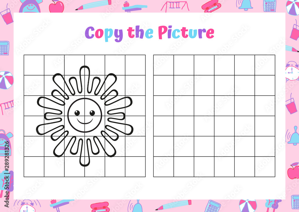 Copy the picture. Drawing activity for kids. Educational game for ...