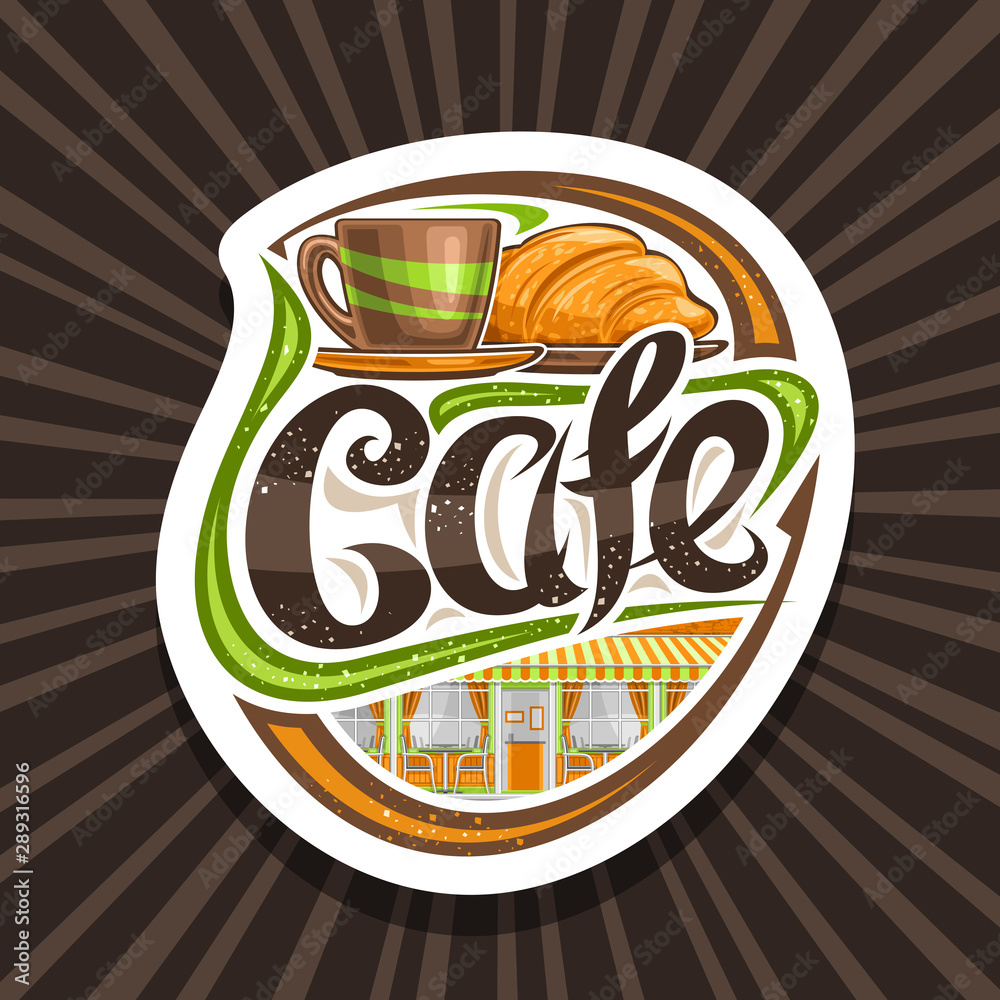 Vector logo for Street Cafe, decorative cut paper sign with ...