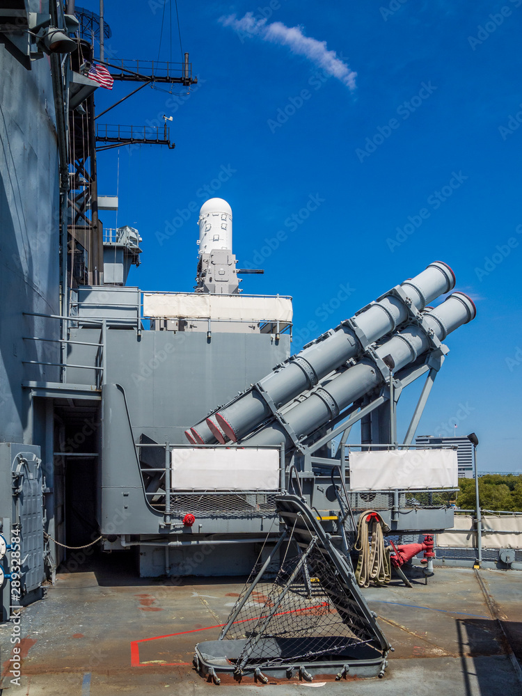 Tomahawk missile launcher at Battleship New Jersey Stock Photo | Adobe ...