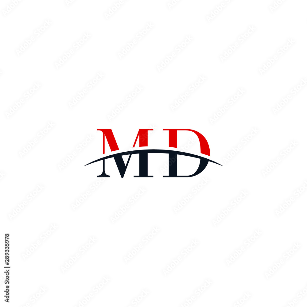 Initial letter MD, overlapping movement swoosh horizon logo company ...