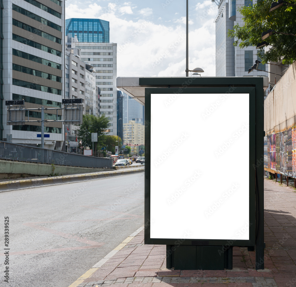 Bus stop billboard background in city view Stock Photo | Adobe Stock
