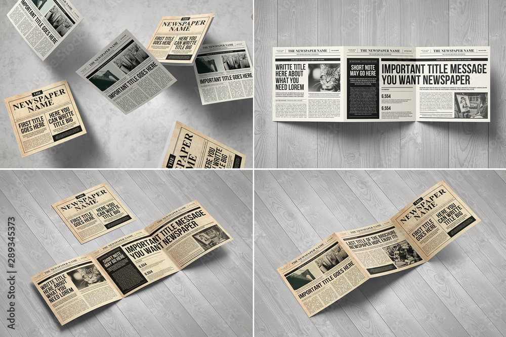 Newspaper Brochure Trifold Template Stock Vector | Adobe Stock