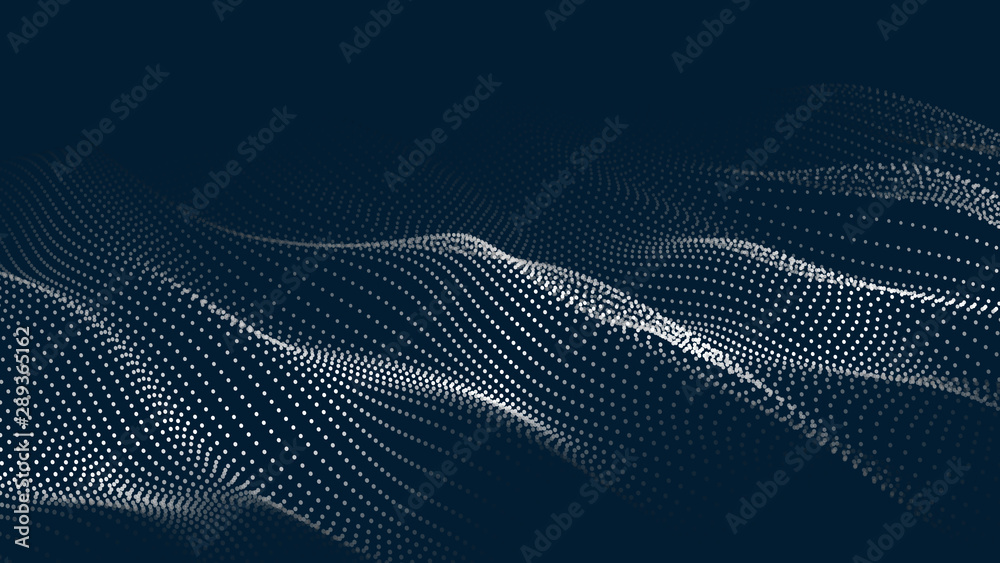 Abstract digital wave of particles. Futuristic point wave. Technology ...