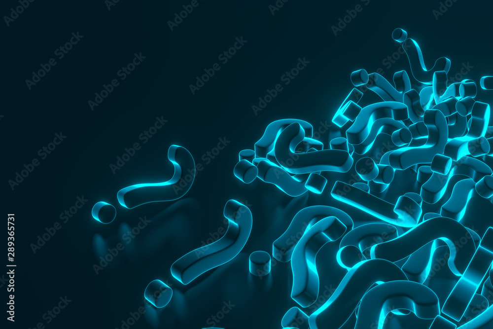 Mountain with question marks. Many question marks on floor. FAQ concept. 3d rendering Stock ...
