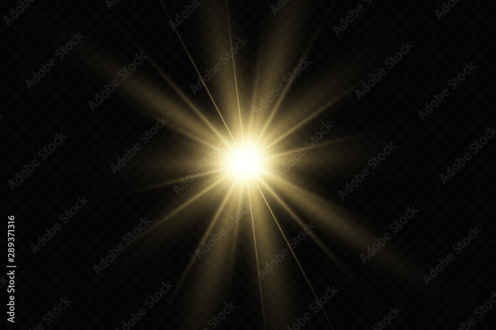 White glowing light explodes on a transparent background. with ray ...