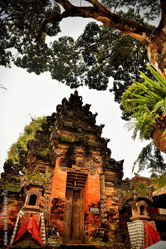 Balinese Hinduism temple gate in Ubud one of the most crowded religious ...