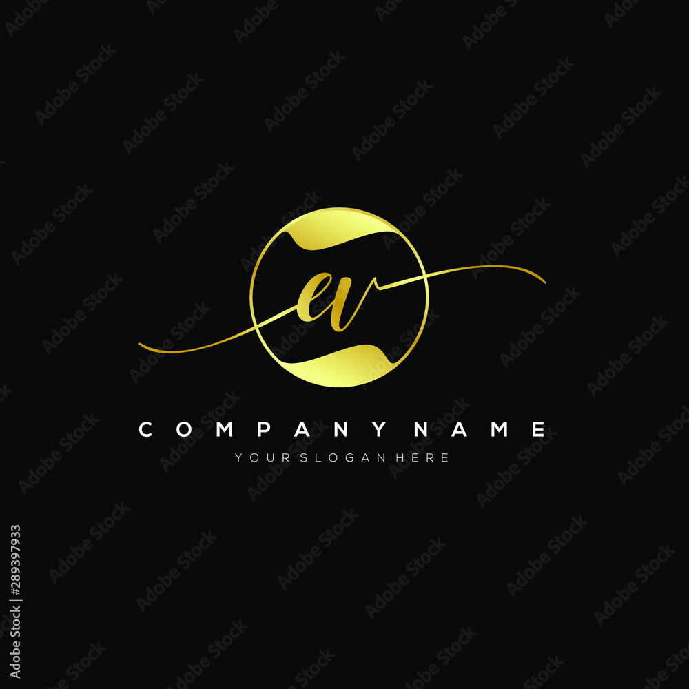 EV initial handwriting logo vector. Stock Vector | Adobe Stock