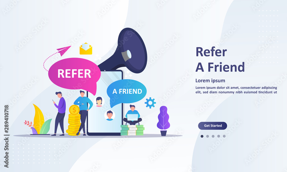 Refer A Friend Concept Design, People share info about referral and ...