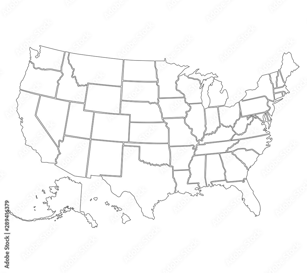 United States of America map. High detailed border. Vector illustration ...