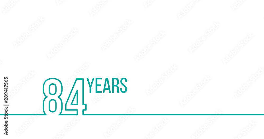 84 years anniversary or birthday. Linear outline graphics. Can be used ...