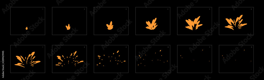 liquid splash effect. Sprite sheet of a lava or fire. fire splash ...