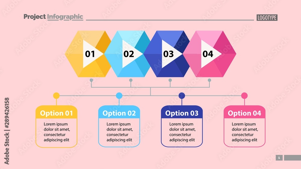 Four steps process chart slide template. Business data. Structure ...