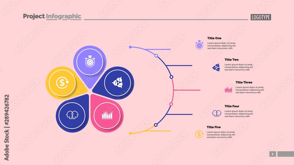 Petal diagram with five elements. Option graph, diagram, layout ...
