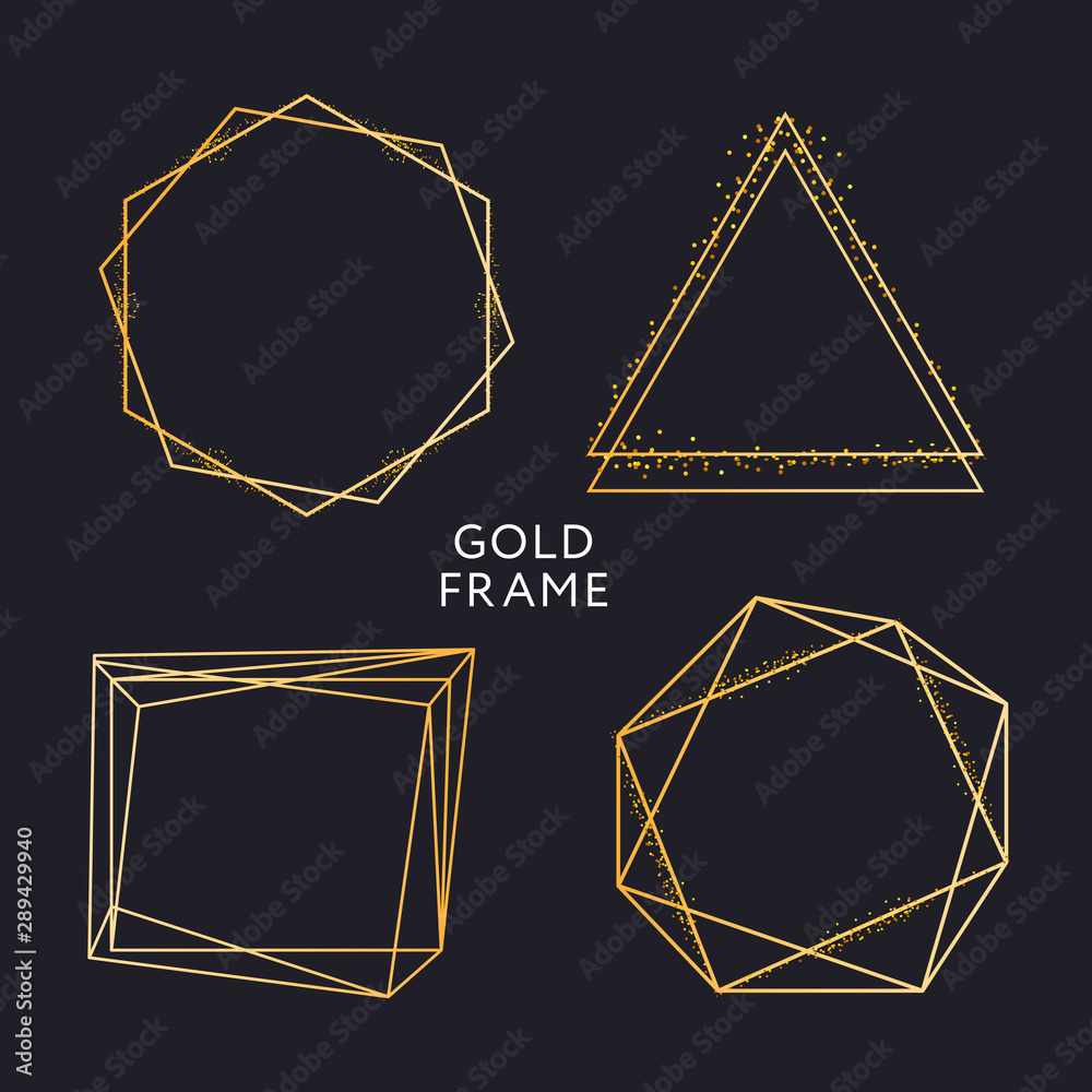 Gold frame decor isolated Vector shiny gold metallic gradient border ...