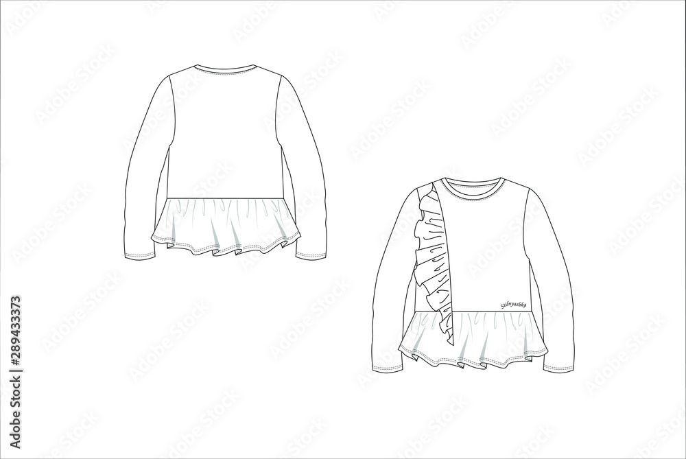 Women's Pea coat Technical Drawing vector Stock Vector | Adobe Stock