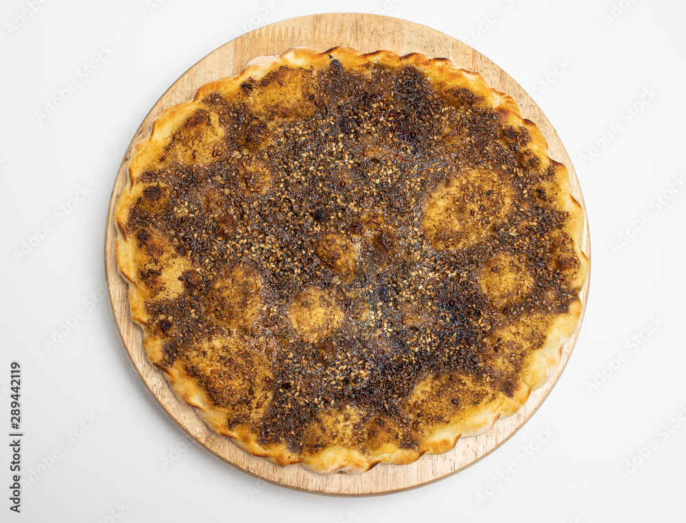 Flatbread with zaatar, Thyme and sesame pastry, Zaatar Pita . Stock ...