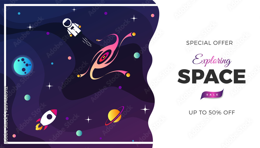 Space exploration modern background design with a Galaxy, Astronaut ...