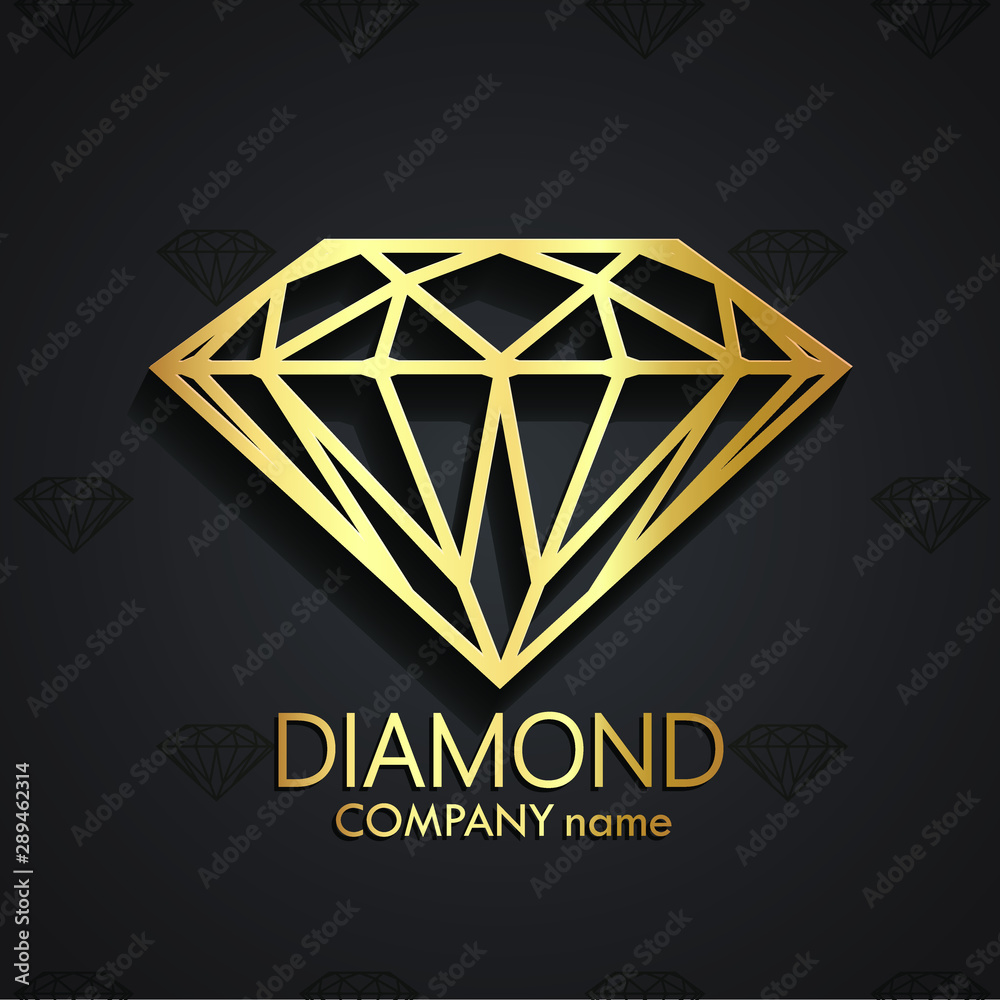 diamond shape 3d golden logo Stock Vector | Adobe Stock
