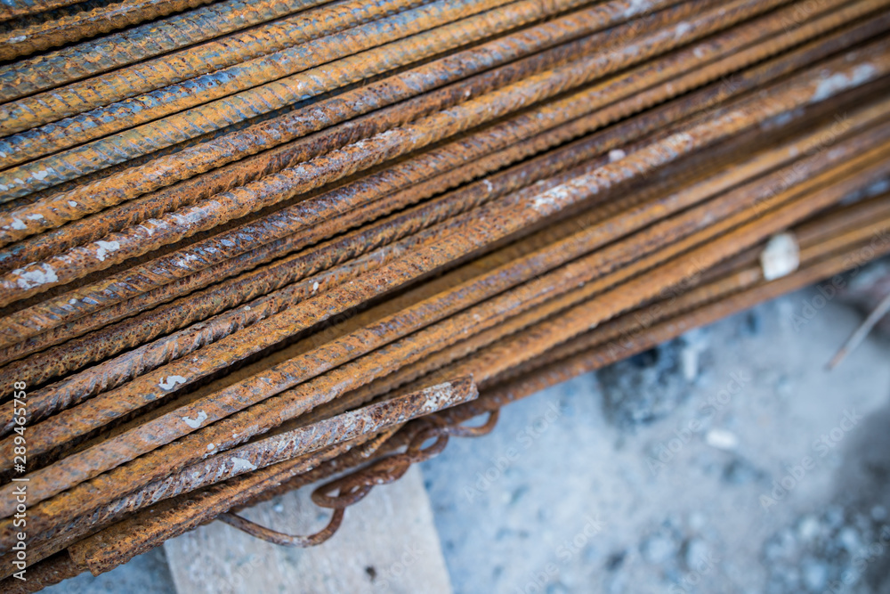 Industrial background. Rebar texture. Rusty rebar for concrete pouring ...