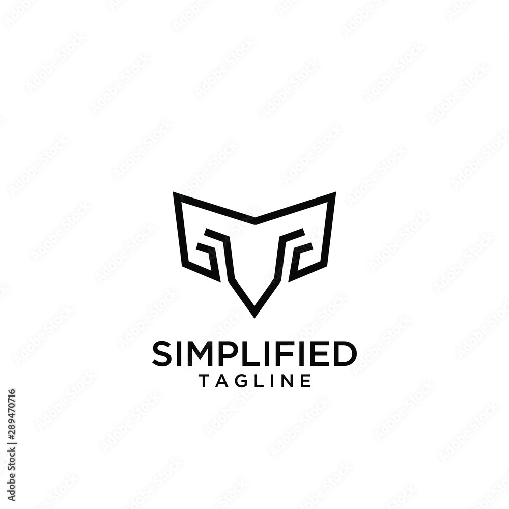 Rams abstract logo with black mono line goat head black logo icon ...