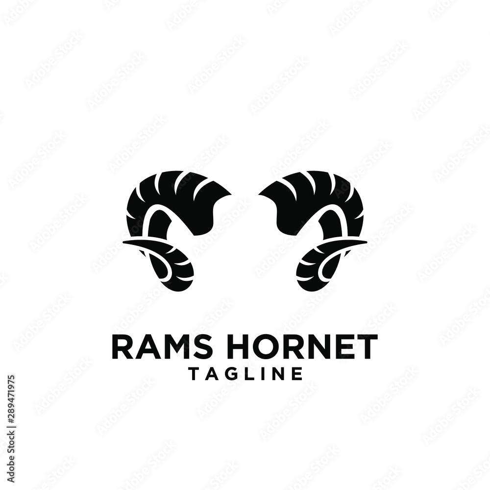 Rams abstract logo with black mono line goat head black logo icon ...