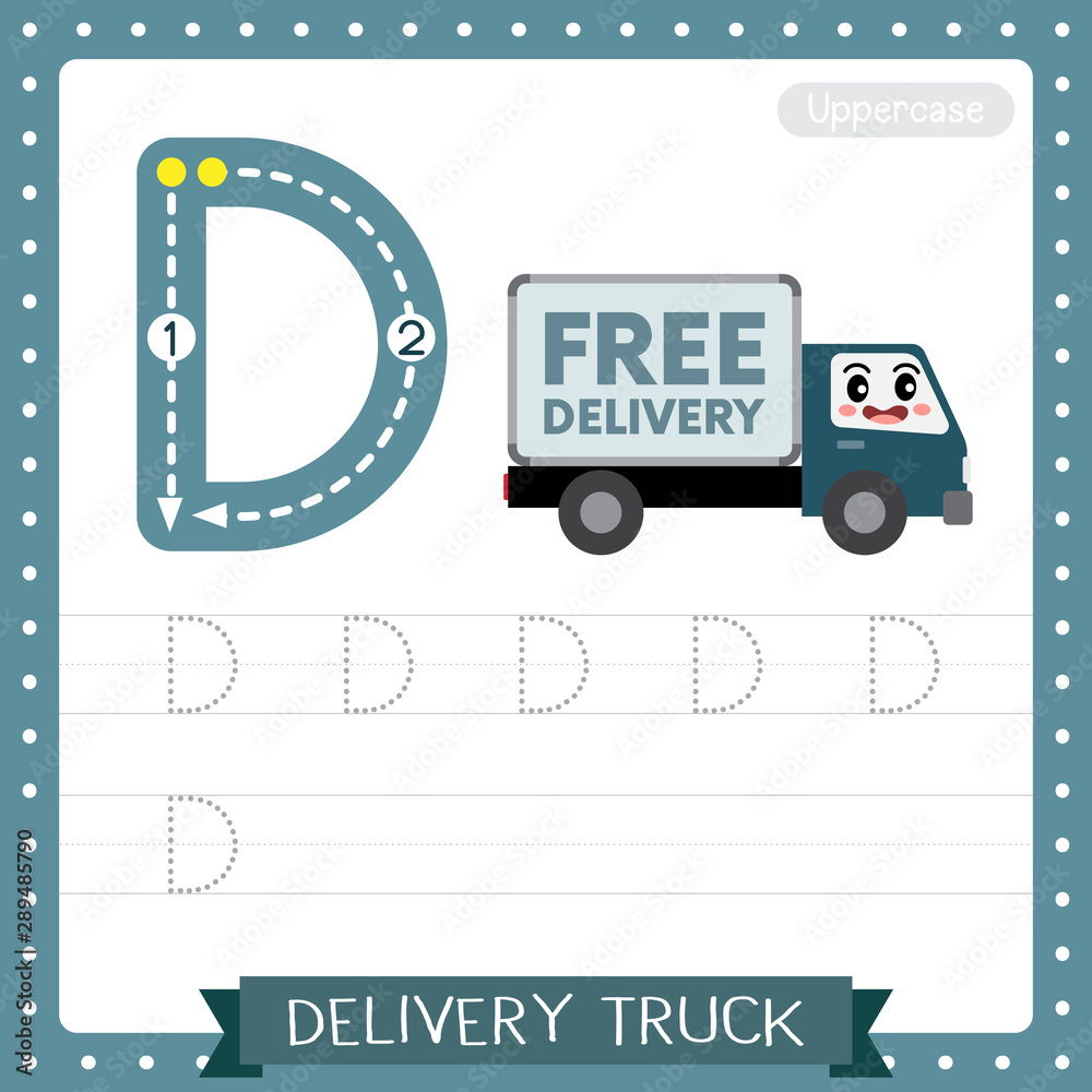 Letter D uppercase tracing practice worksheet. Delivery Truck Stock ...