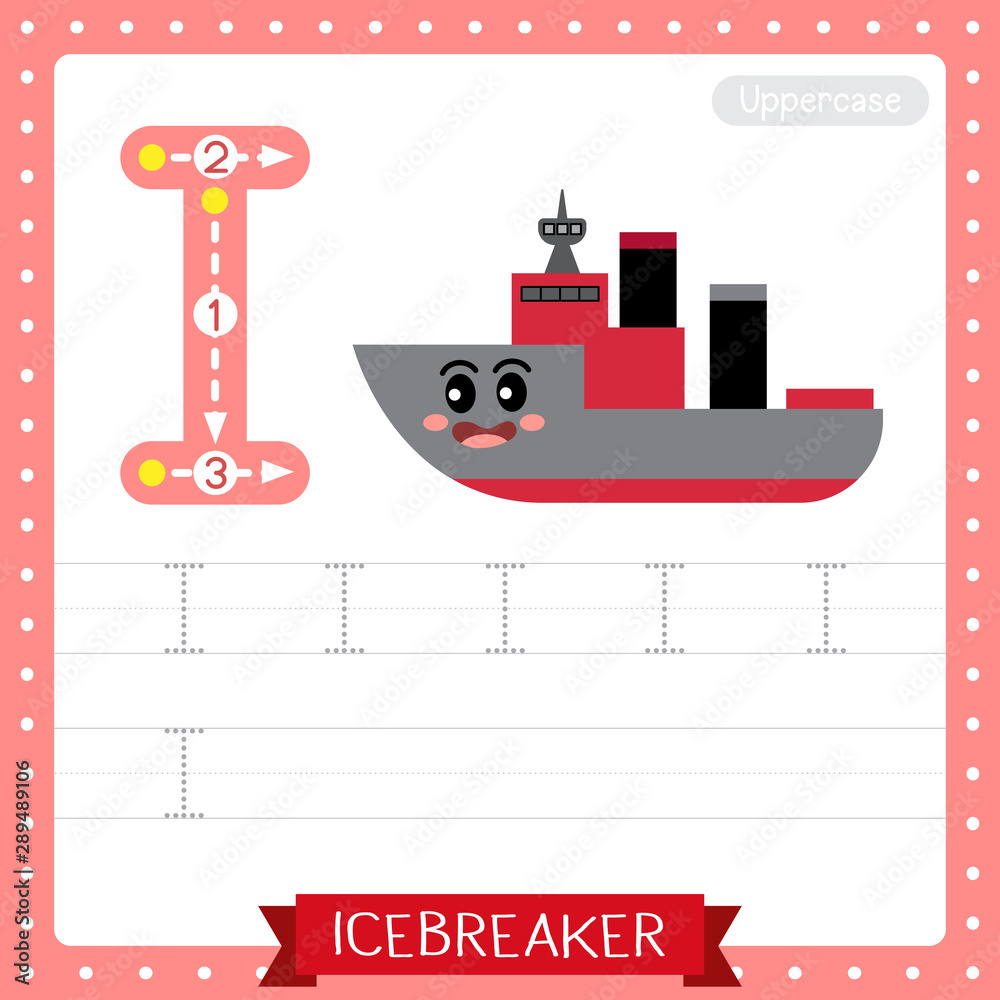 Letter I uppercase tracing practice worksheet. Icebreaker Stock Vector ...
