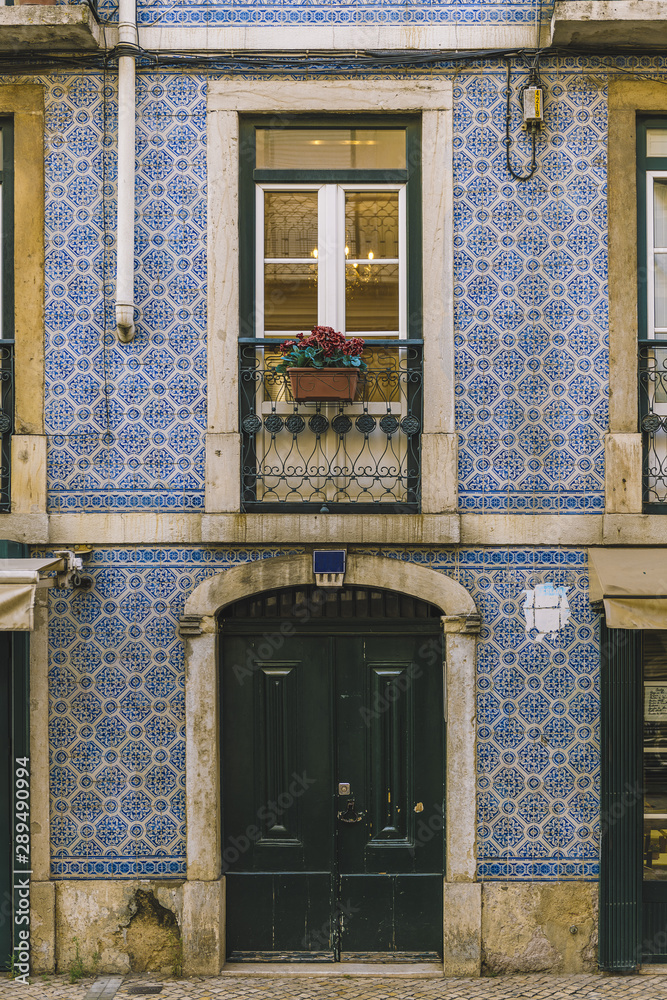 typical door and window with tiles of Lisbon Stock Photo | Adobe Stock