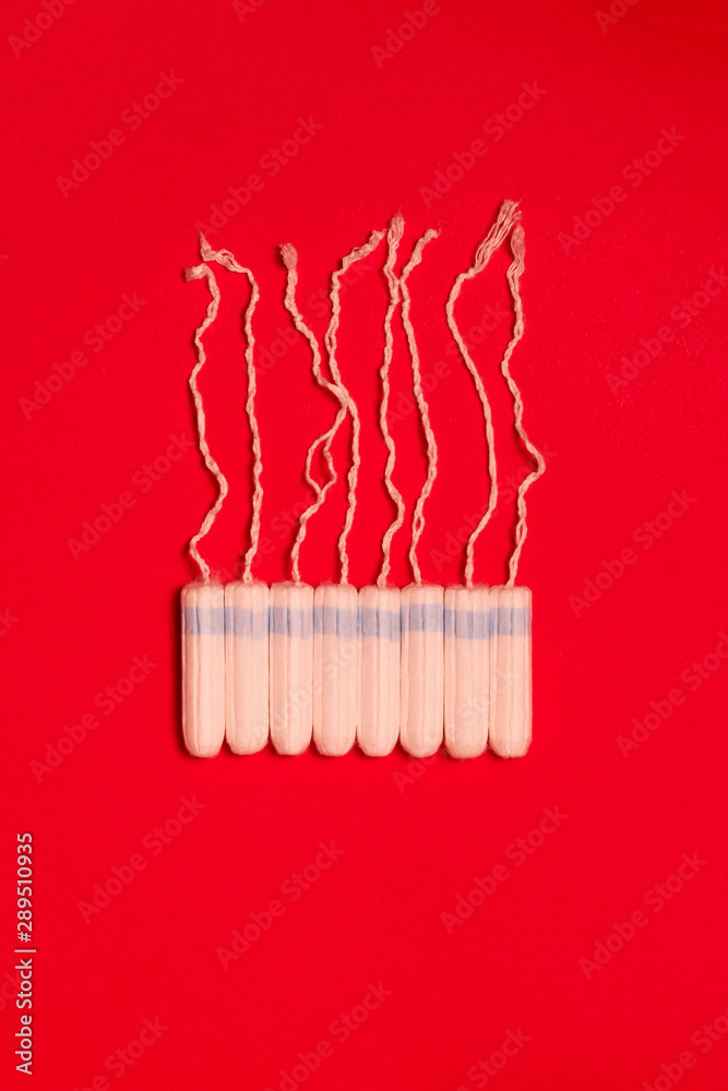 hygienic tampons on a red background, womens health Stock Photo | Adobe ...
