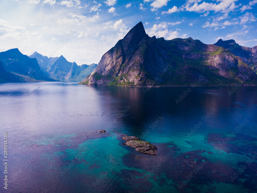 Fjord and mountains landscape. Lofoten islands Norway Stock Photo ...