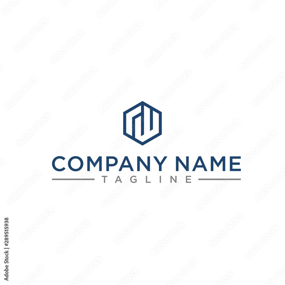 the creative design lines the RW hexagon shape and the cube logo with ...