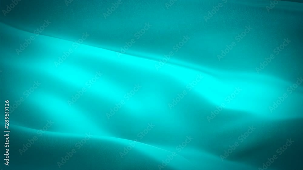 Cyan background flag video waving in wind. Realistic aqua turquoise ...