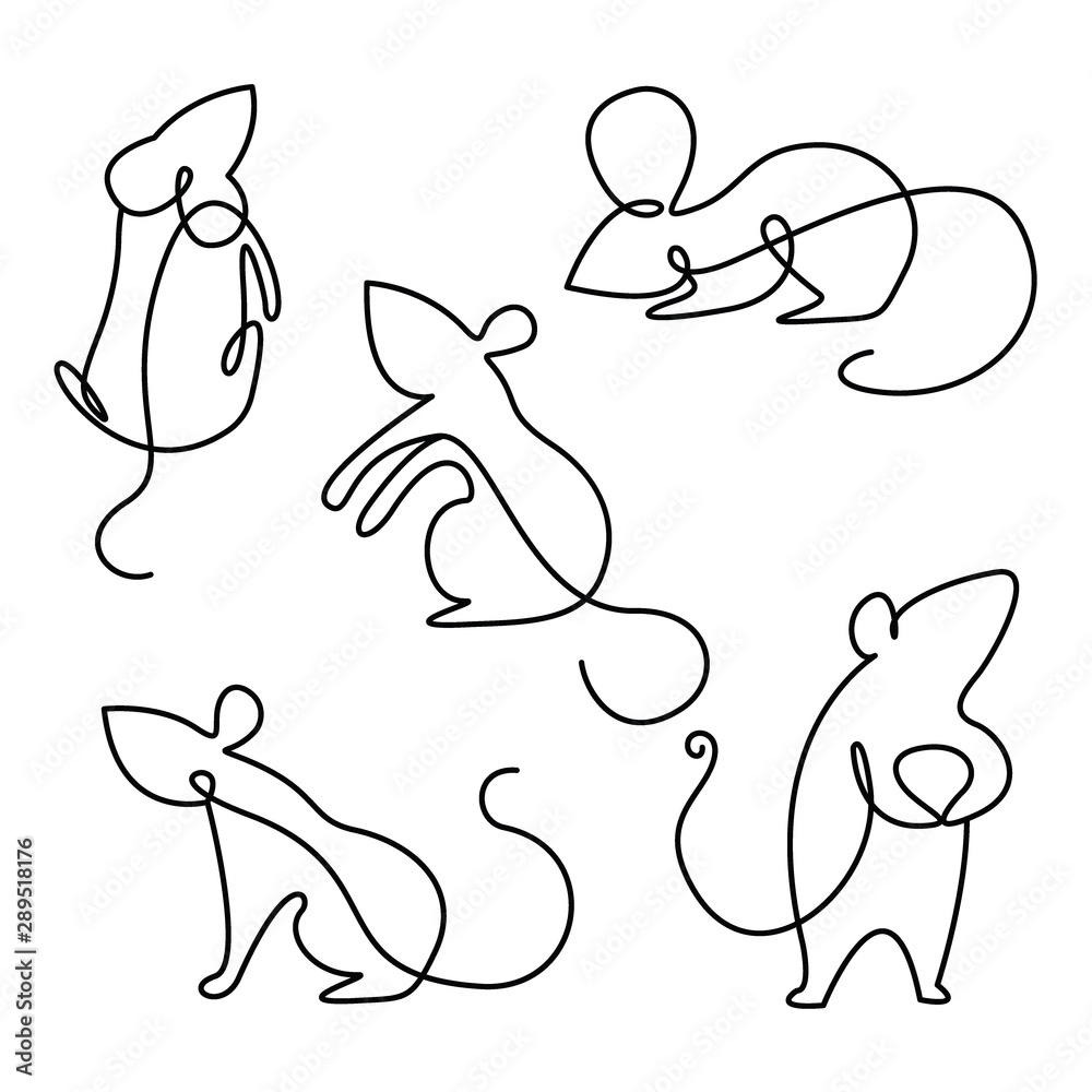 Rat continuous line drawing vector. Stock Vector | Adobe Stock