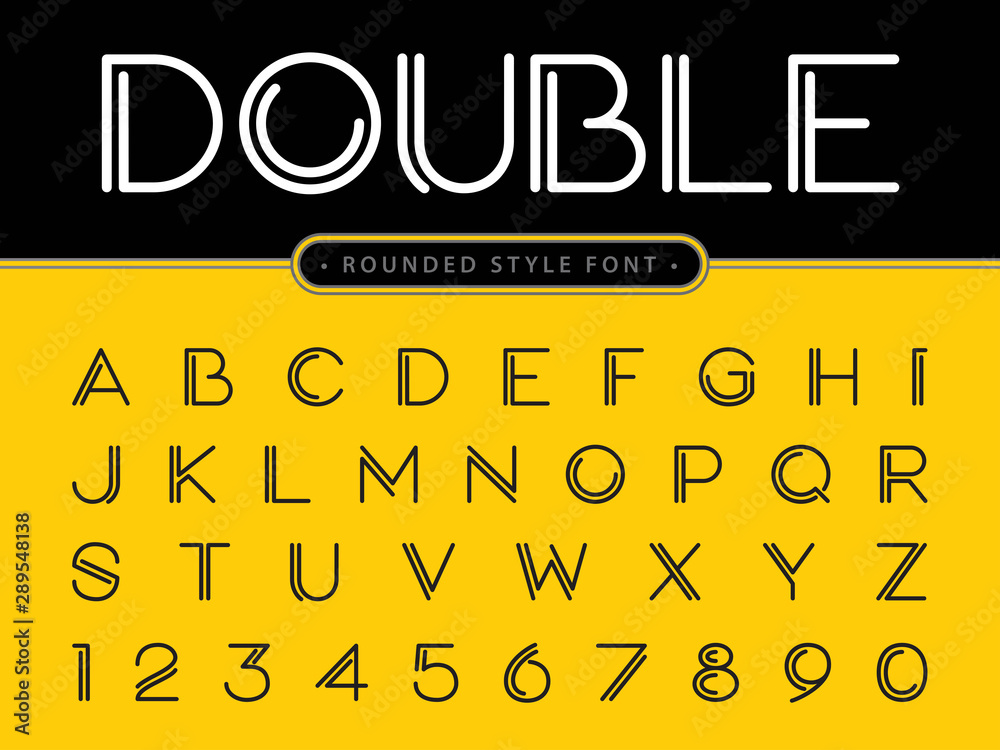 Vector of Modern Alphabet Letters and numbers, Parallel lines stylized ...