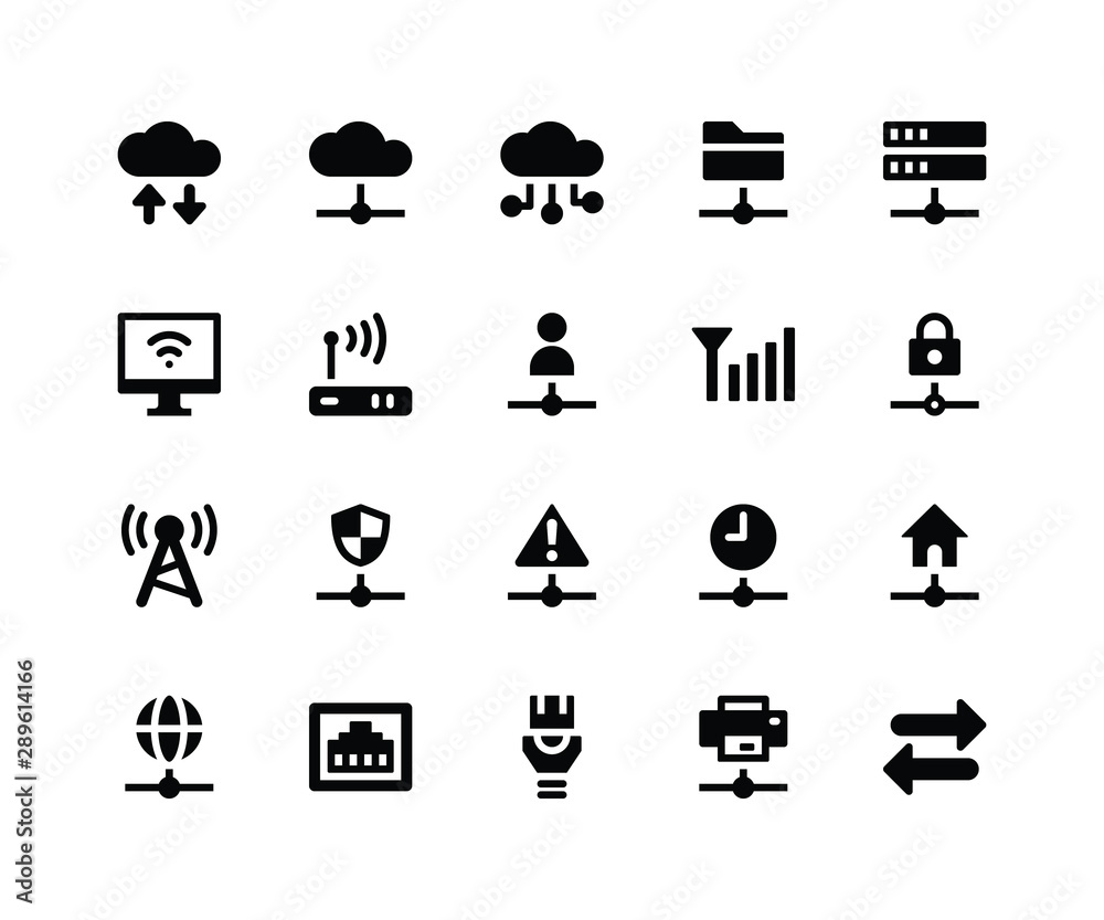 Simple Set of Network Related Vector Glyph Icons. Contains such Icons ...
