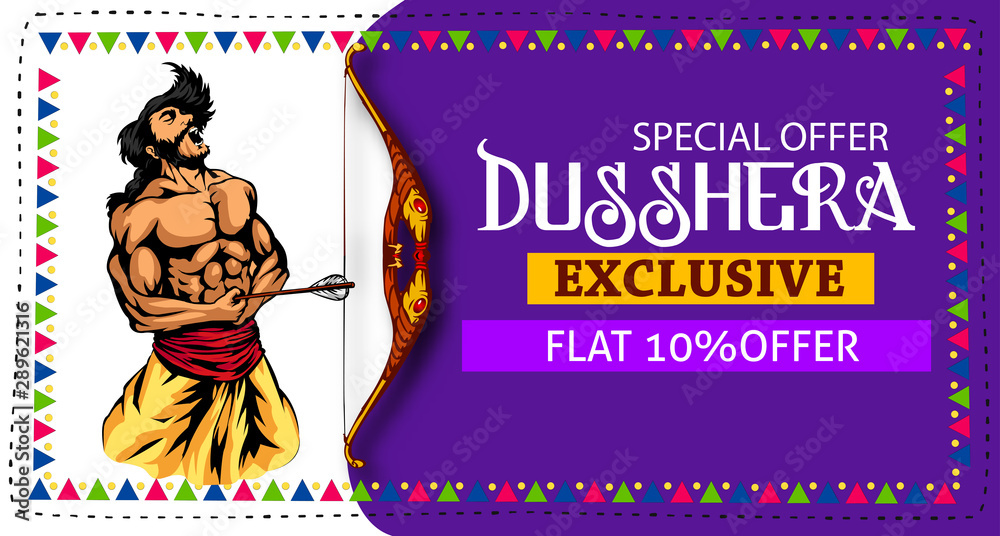 Dussehra festival sale banner or poster design Lord Rama killing Ravana ...