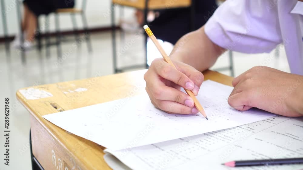 Evaluation or measurement concept. Student testing in exercise taking ...